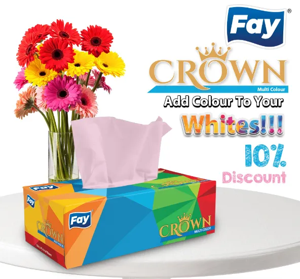 Fay Crown Multi Color Pop Up Sterilized White Facial Tissues (150*2ply ...