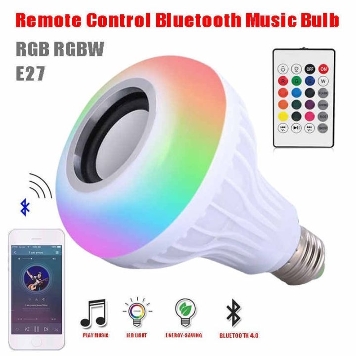 LED Night Light Bulb, Bluetooth Speaker Bulb Smart LED RGB + Remote ...