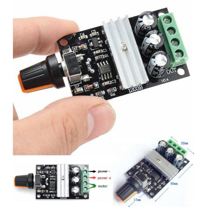 PWM DC Motor Speed Controller Speed Switch Module 6V/12V/24V/28V 3A 1203B | Daraz.pk