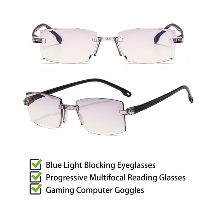 for Men Women Vision Care Ultralight Rimless Computer Goggles Reading ...