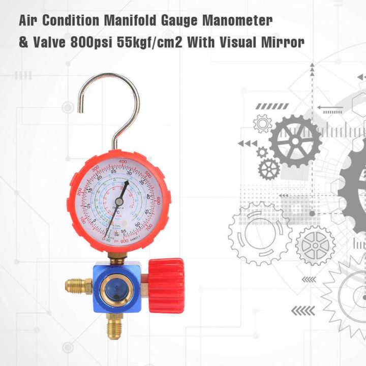 Air Condition Manifold Gauge Manometer& Valve 800psi 55kgf/cm² & Visual ...