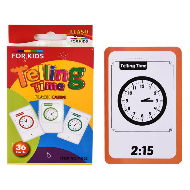 36Pcs/Set Children Telling Time Flash Cards Montessori Toy Kids Alarm ...