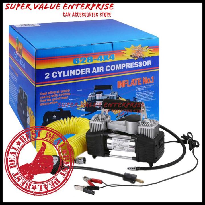 Portable Heavy Duty 2 Cylinder Air Compressor 12V 628-4X4 | Daraz.pk