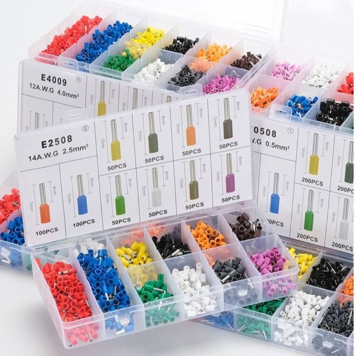 Electrical Repairs Insulated Cable End Crimps Ferrule Assorted Size Box ...