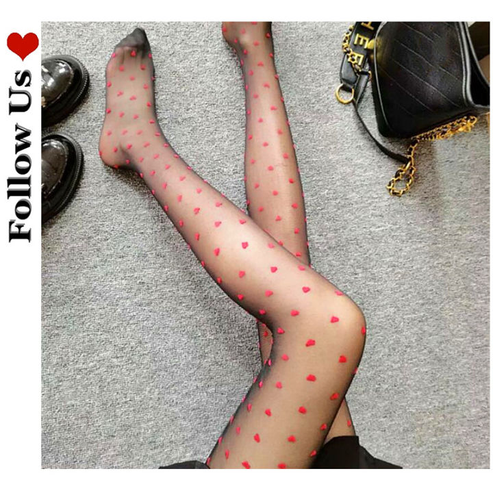 Lolita Ins Tights Women 2021 Brand Designer Love Black Silk Breathable ...