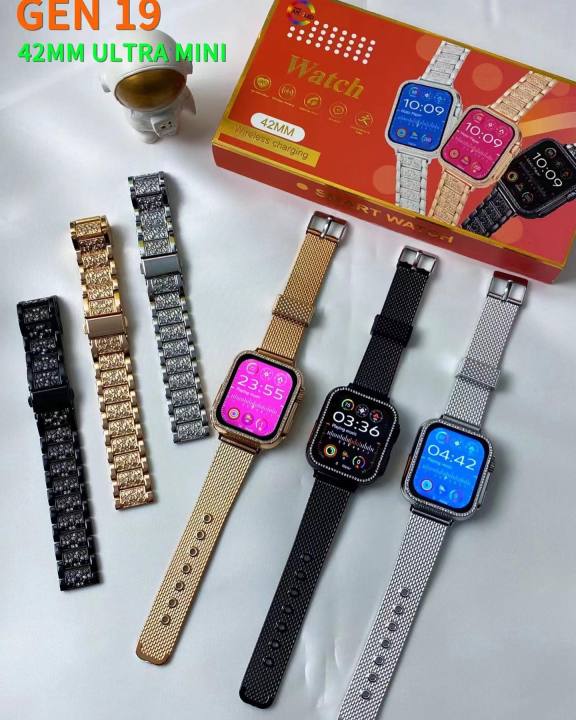 GEN 19 Ultra Smartwatch Golden Chain Strap with 1.99" Amoled Display ...