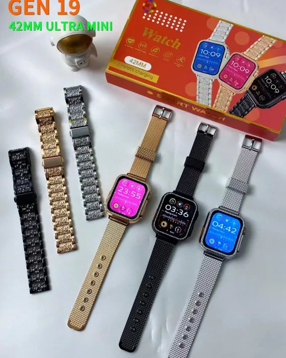 GEN 19 Ultra Smartwatch Golden Chain Strap with 1.99" Amoled Display ...