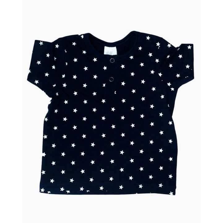HnM Unisex All over Star print Premium Cotton Henley Navy Tshirt | Daraz.pk