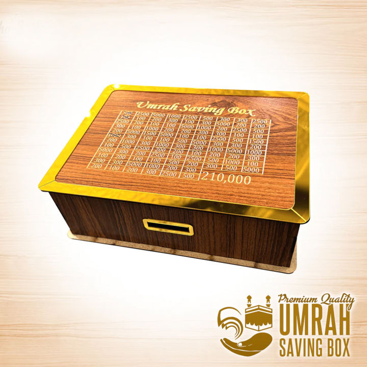 Wooden Umrah Saving Box – 280 Days Halal Savings Plan Jar | Daily ...