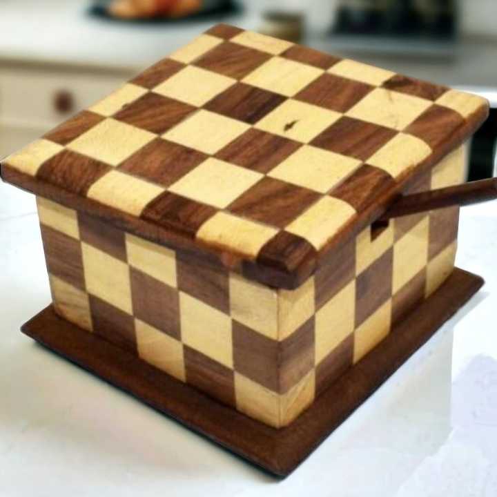 Premium Wooden Sugar Port, With Spoon For Your Dining Table. | Daraz.pk