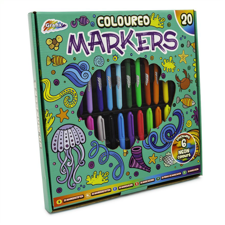 Grafix Coloured Markers 20 Pack | Daraz.pk