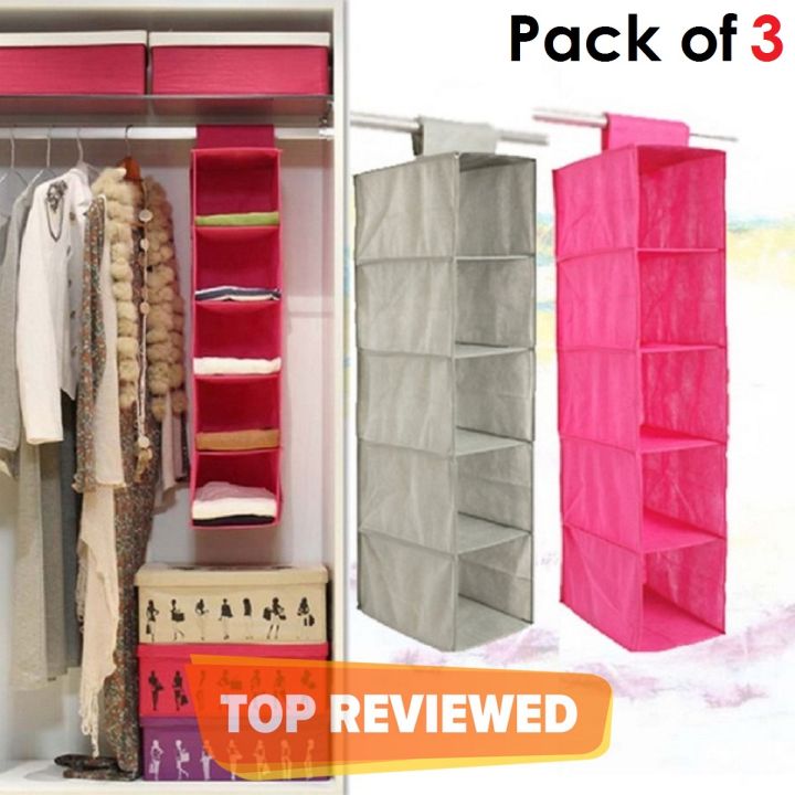 Pack of 2 - 4 colours Closet Organizer Hanging Storage Bag Wardrobe ...