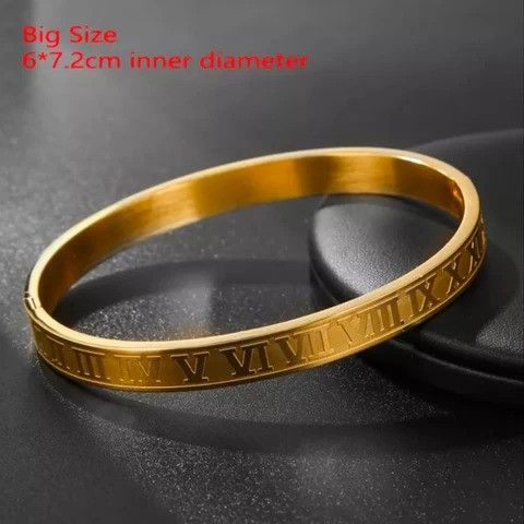 Royal Roman Numerals Golden Kara Bracelet Men Punk Bracelet Stainless Steel Roman Bracelets For ...