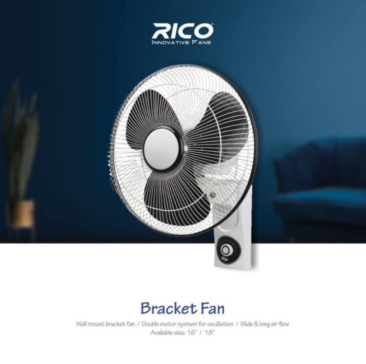 Rico Innovative Bracket Fan 18" - 100% copper winding | Daraz.pk
