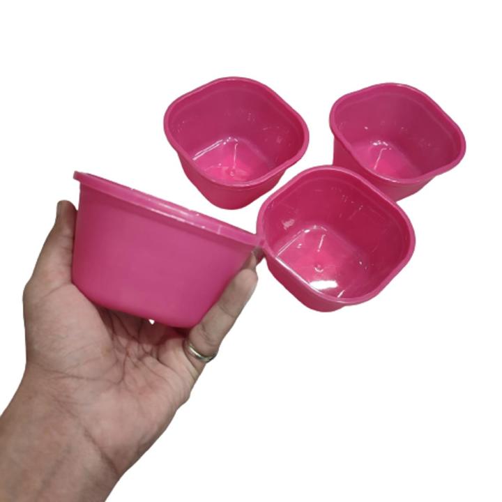 4 Pcs Small Square Bowls Pyali Set Pure Plastic 200ml | Daraz.pk