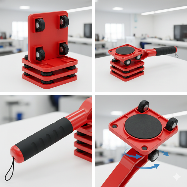 Furniture Moving Transport Tool Set – 4 Heavy-Duty Mover Rollers + 1 ...