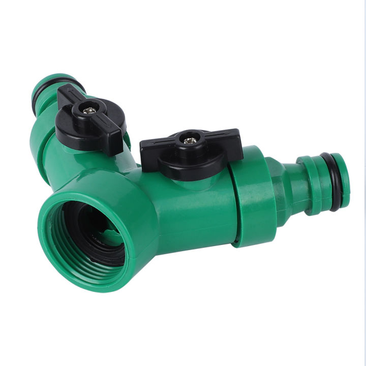 Two Way Pipe Divider Hose Splitter Garden Water Tap Adapter With Valve ...
