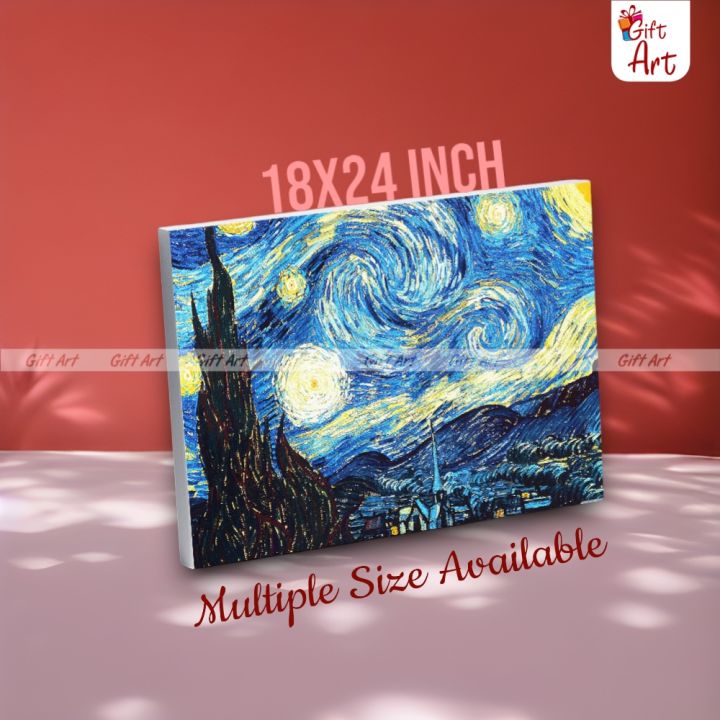 Gifts Art Starry Night UV Oil Canvas Painting with Framed Design | Wall ...