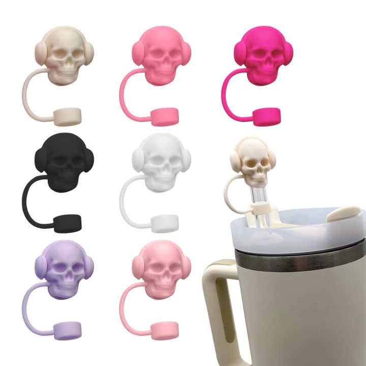 10MM Skull straw cap Non-toxic Silicone Straw cap Silicone straw cover ...