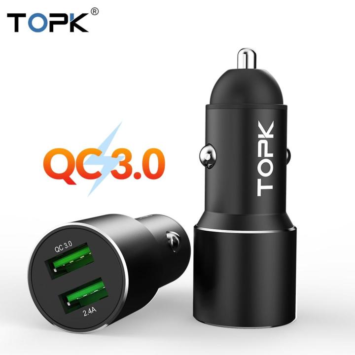 TOPK Dual USB Car Charger for iPhone Xiaomi Sansmsung,HUAWAI Quick ...