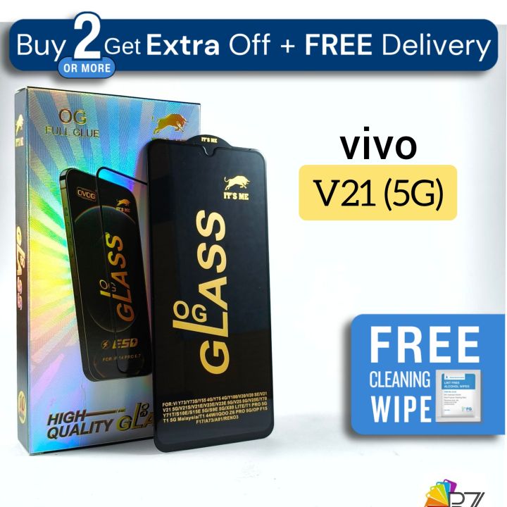 1-5 Pcs - vivo V21 (5G) - OG Gorilla Glass Screen Protector- Premium ...