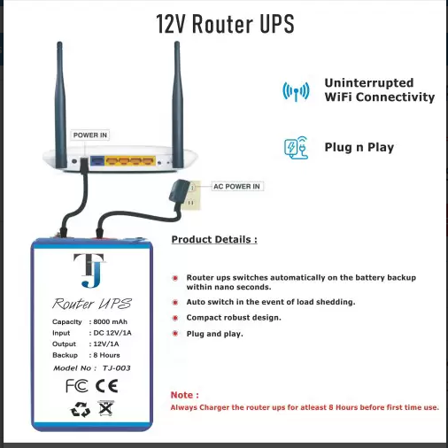 12V Router UPS For Wi-Fi Routers And 12V Devices, Camera adapter 5-8 ...