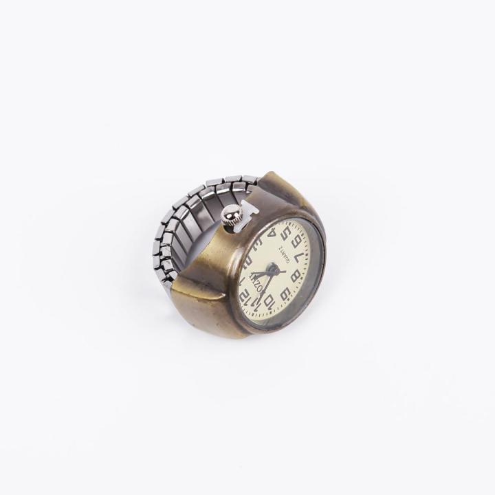 Vintage Punk Finger Watch Mini Elastic Strap Alloy Watches Couple Rings ...