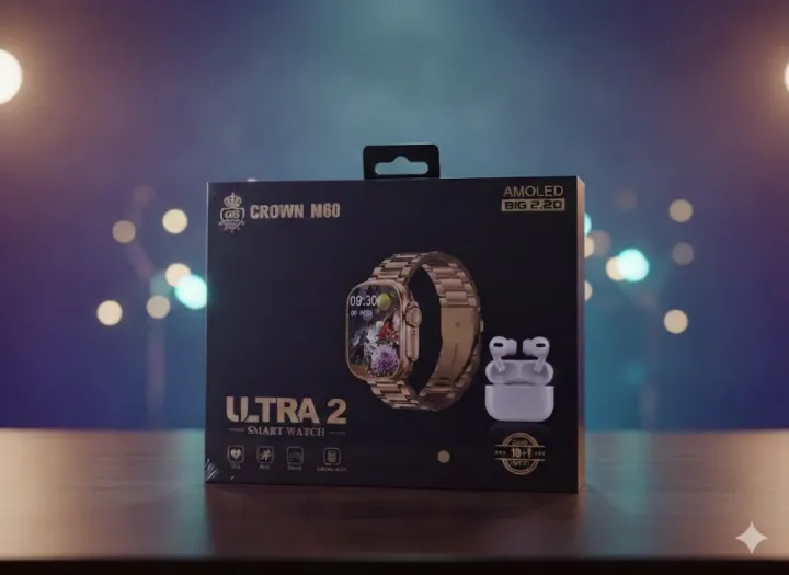 Crown M60 Bluetooth Smart Watch with AirPods | Call & Message Alerts ...