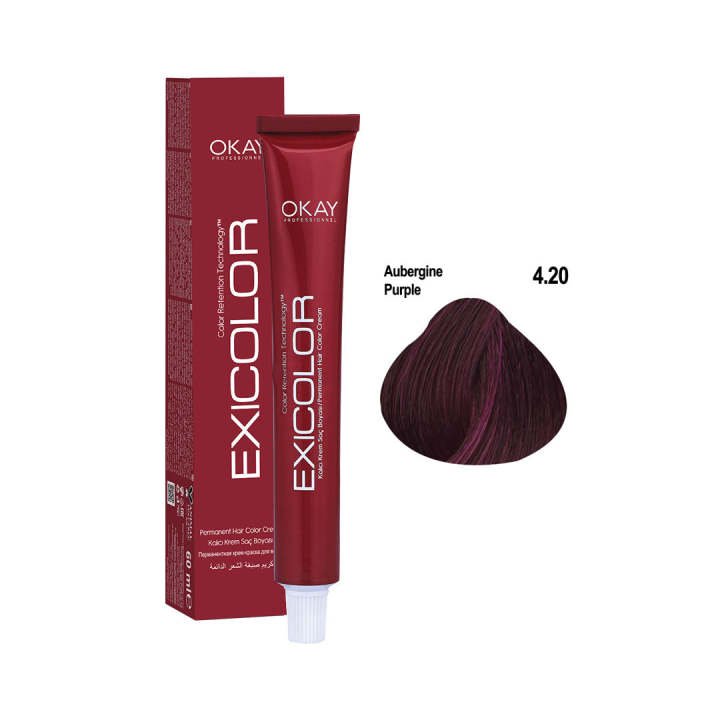 Exicolor Permanent Hair Color Cream Aubergine Purple - 4.20 (60ml ...