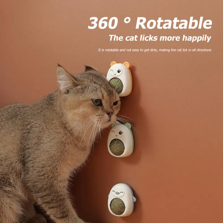 1PC Natural Catnip Cat Wall Stick-on Ball Pet Toy Treat Healthy ...