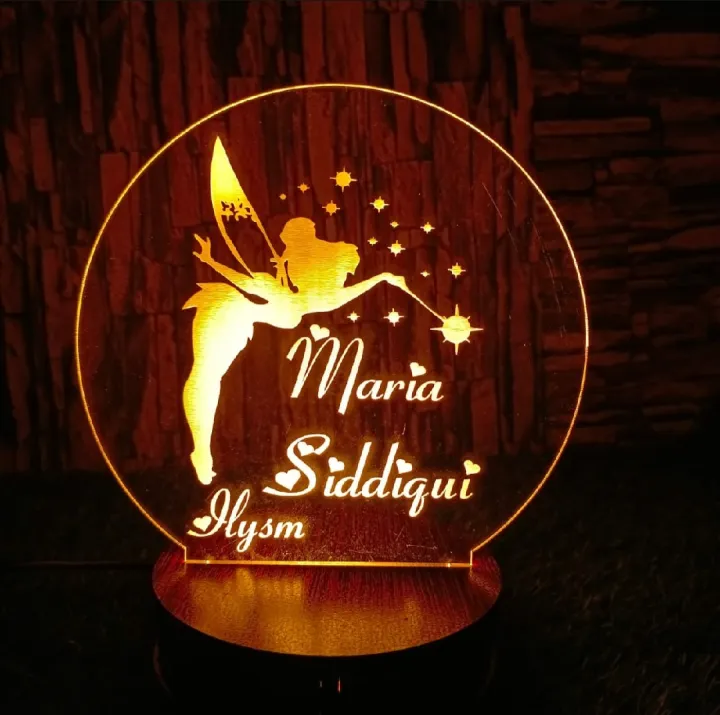Fairy name lamp, Customized 3D illusion lamp, Personalized night light ...
