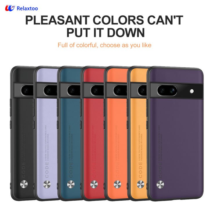 Relaxtoo For Google Pixel 7a Polka Dot Plain Leather Back Case For ...