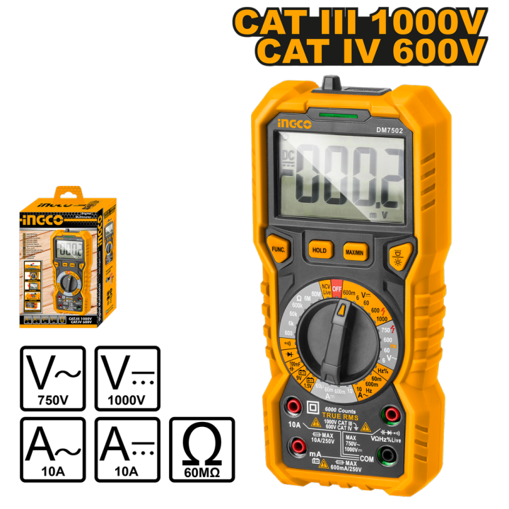 INGCO Digital Multimeter 6000 counts True RMS | Daraz.pk