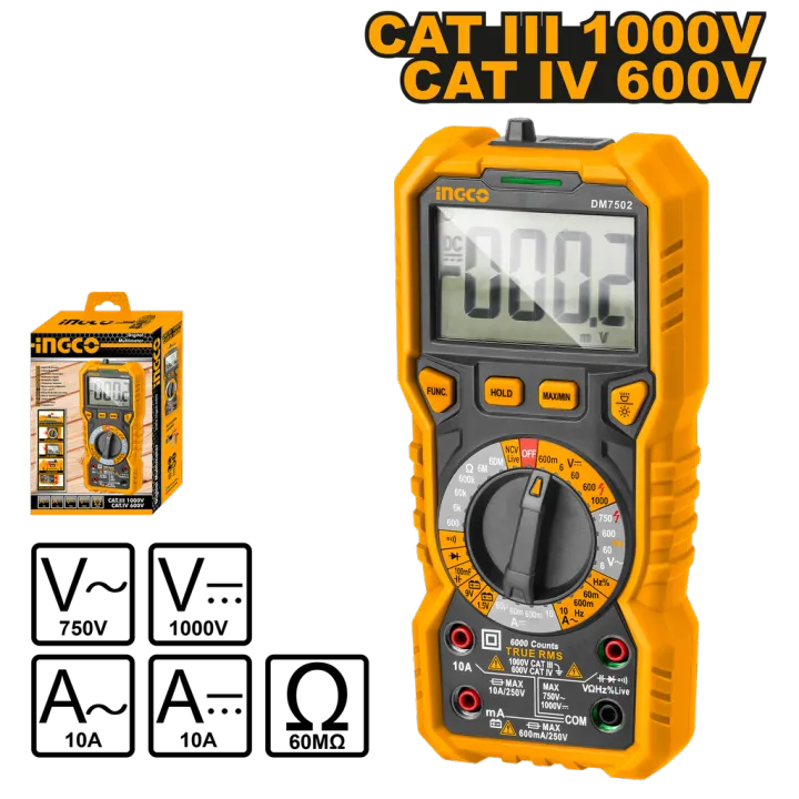 INGCO Digital Multimeter 6000 counts True RMS | Daraz.pk