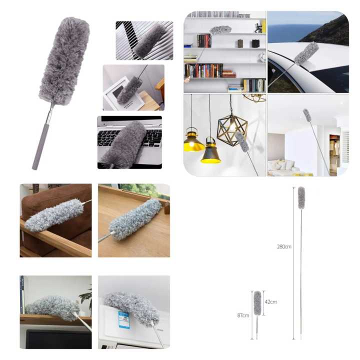 Microfiber Fan Cleaning Duster with 2M Extendable Steel Handle – Long ...