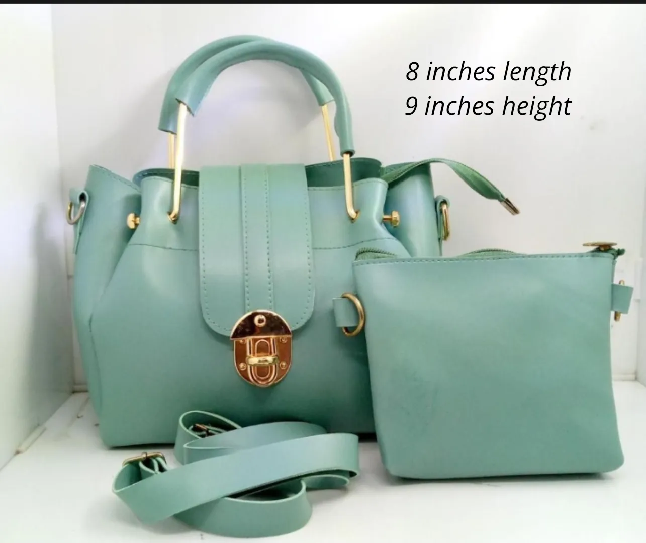 Ladies Soft PU Leather Handbag with Small Carry Pouch and Adjustable ...