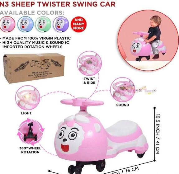 Twinkle N3 Sheep Face Swing Car For Kids Boys & Girls, Ride On Twister ...