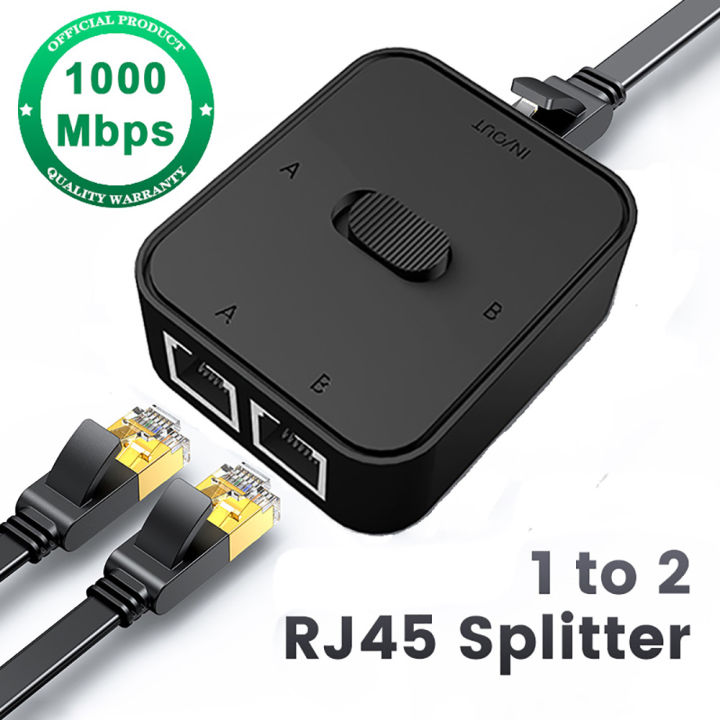 1000Mbps 1 In 2 Out Ethernet Adapter RJ45 Splitter Lan Connector Cat 6 ...