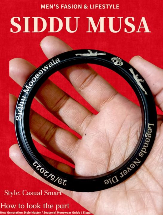 New Fashionable Black Sidhu Musa Wala Stainless Steel Kara /Banghale ...