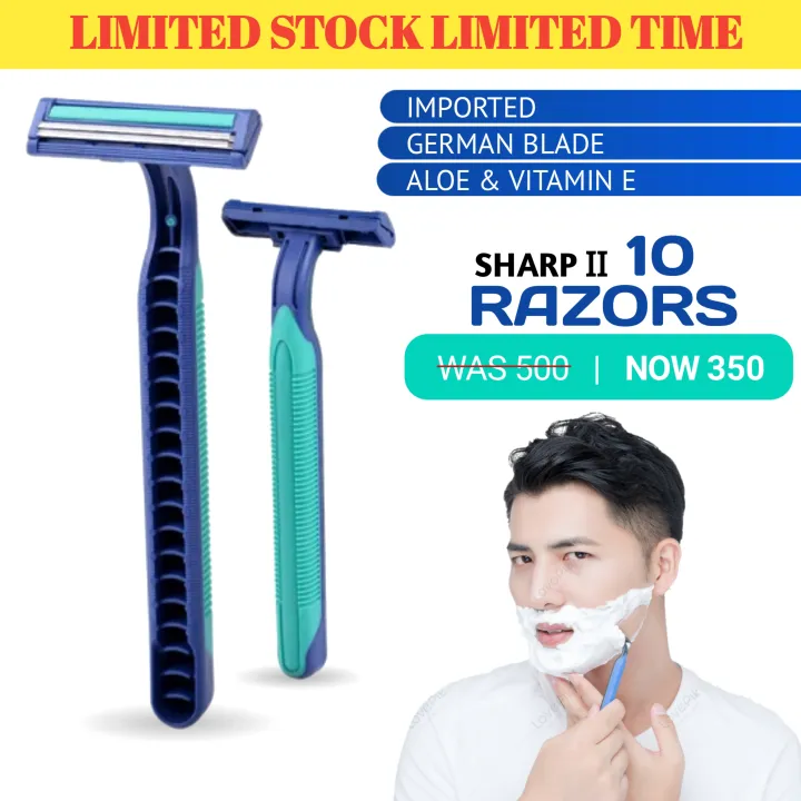 10 Pcs Stainless Steel Sharp 2 Layers Safety Twin Blade Razor For Men ...