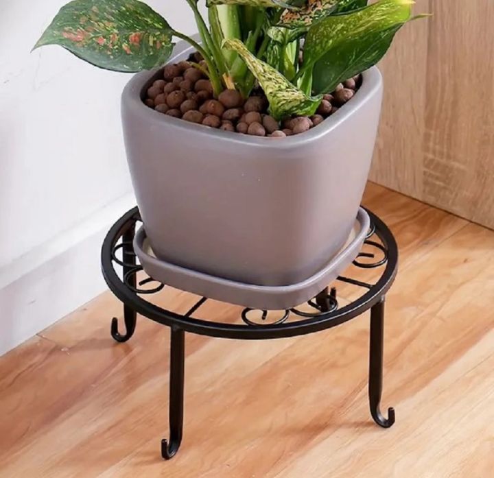 Floor Iron Pot Plant Stand Garden Plant Balcony Round Rack Home Decor ...