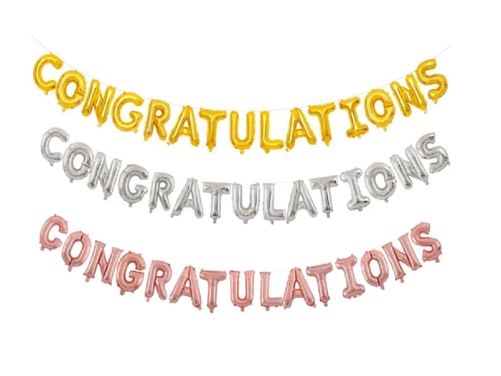 Congratulations Foil Banner Balloons – 16 Inch Alphabet Letters for ...