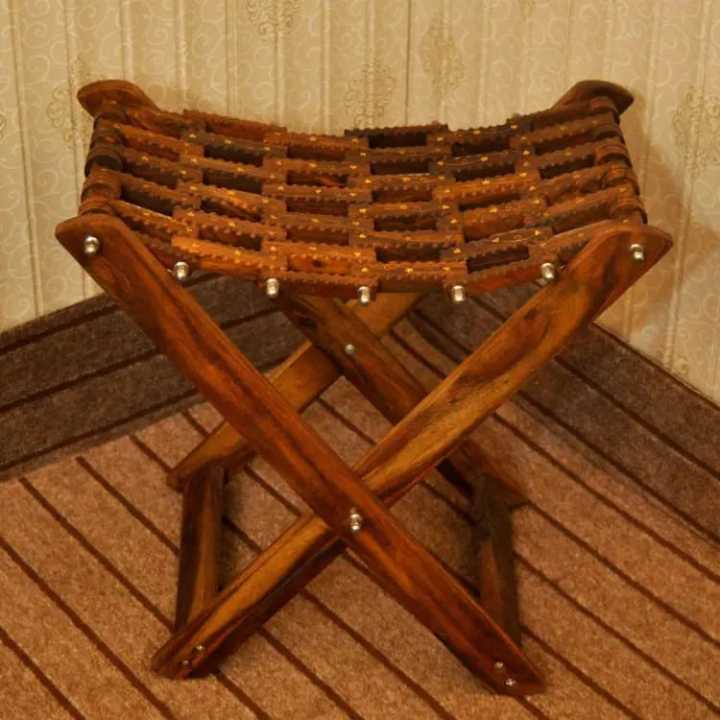 Handmade pure rose wood stool embellished with brass work | Daraz.pk