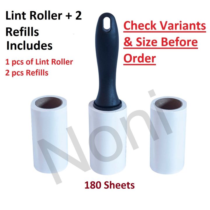 Sticky Lint Roller & Refills 60 | 75 | 90 Sheets - Dust, Hair, Lint ...