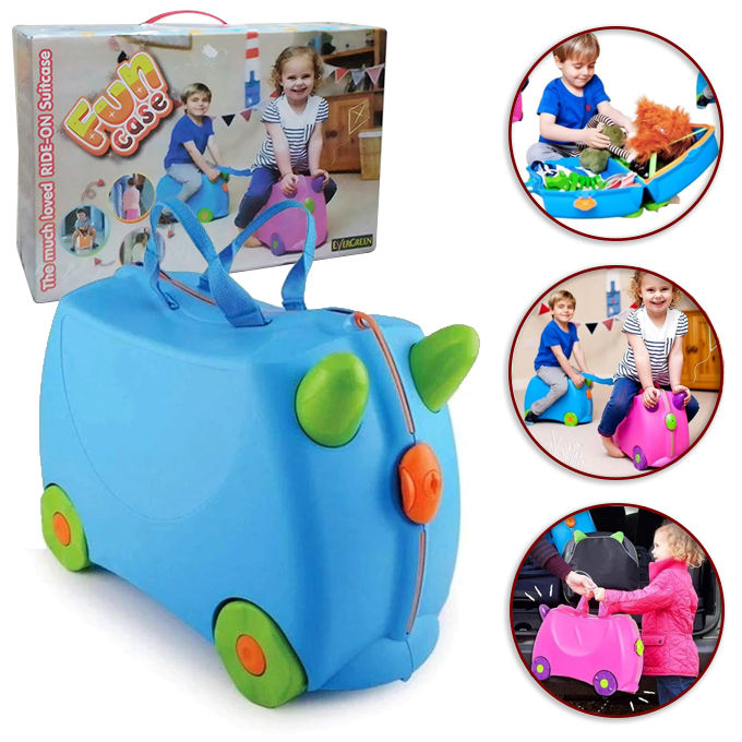 Funcase Briefcase Hard Plastic Toy Chest School Bag Luggage with Wheels ...