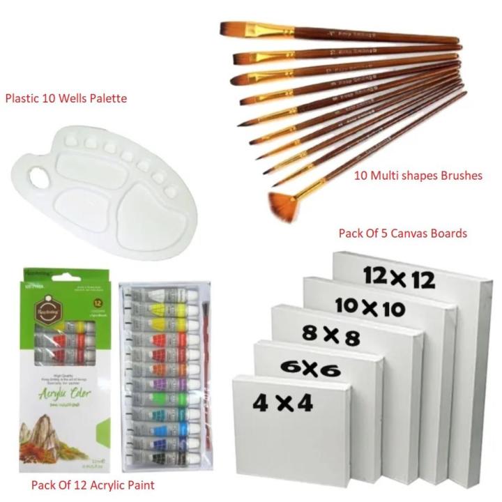 28 Pcs/Set Value Pack For Artist - Canvases, Acrylic Paints, Multi ...