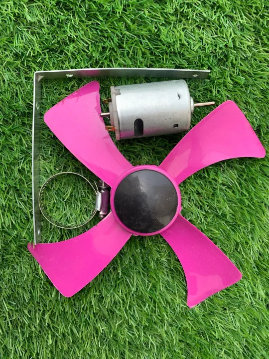 6" inch - 12 Volt 1.5A DC FAN Motor + 4 Wings + Stand Use Solar ...