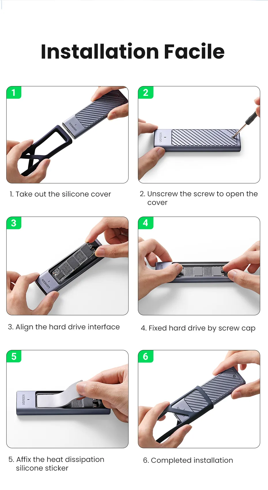 UGREEN M.2 NVMe SATA SSD Enclosure Adapter, Dual Protocol 10Gbps USB 3. ...