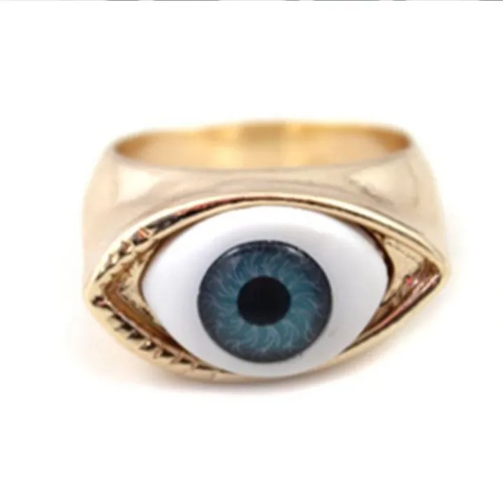 Vintage New Exaggerated Brown Blue Color Gothic Rings Punk Fashion for ...