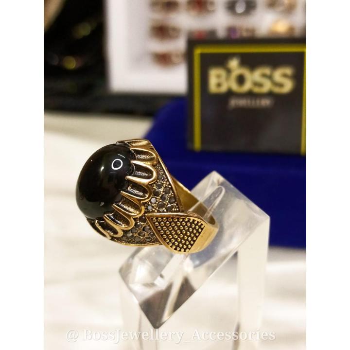 Italian Ring With Black Stone And Classy Design For Men | Daraz.pk